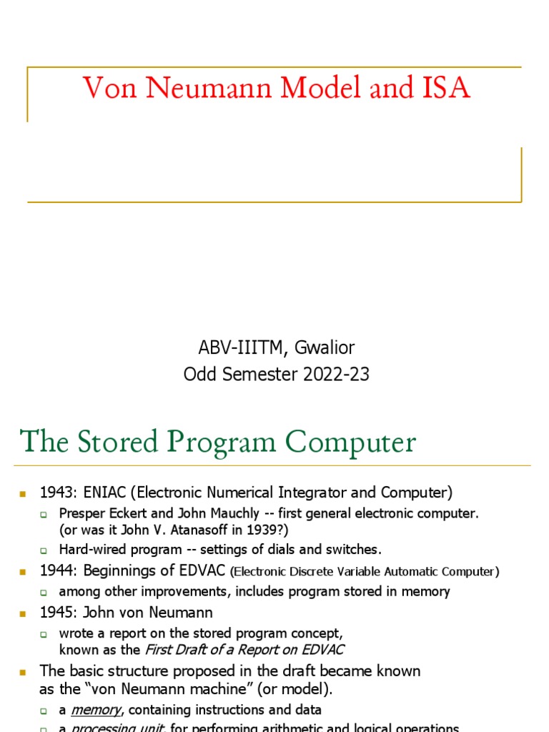 Von Neumann Model Overview and ISA | PDF | Computer Program | Programming