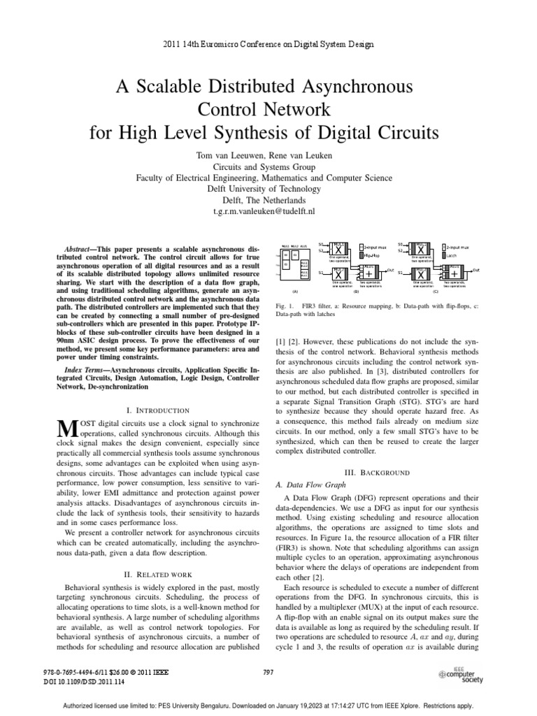 A Scalable Distributed Asynchronous Control Network For High Level Synthesis Of Digital Circuits 