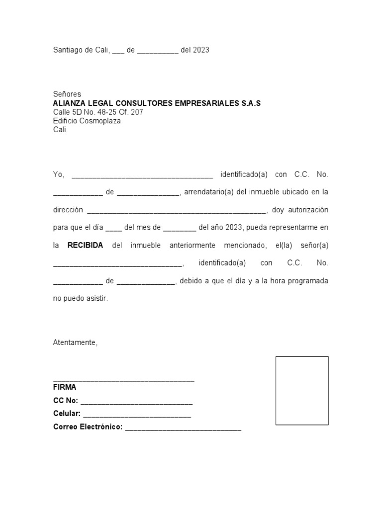 Formato Autorizacion Por Inquilinos Recibida | PDF