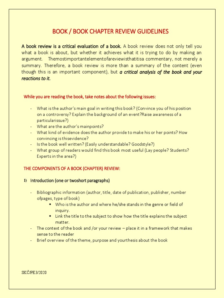 BOOK or BOOK CHAPTER REVIEW GUIDELINES | PDF