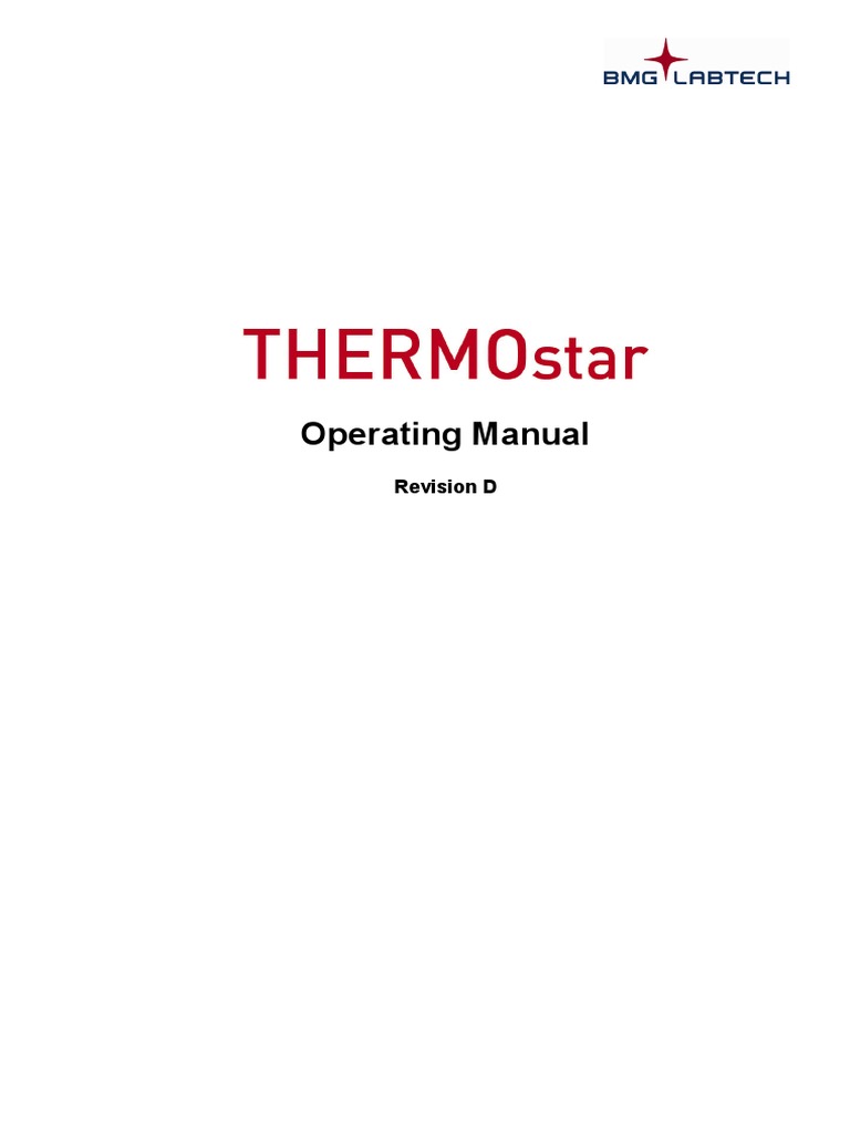 BMG Labtech Thermostar Manual Eng | PDF | Disinfectant | Thermostat