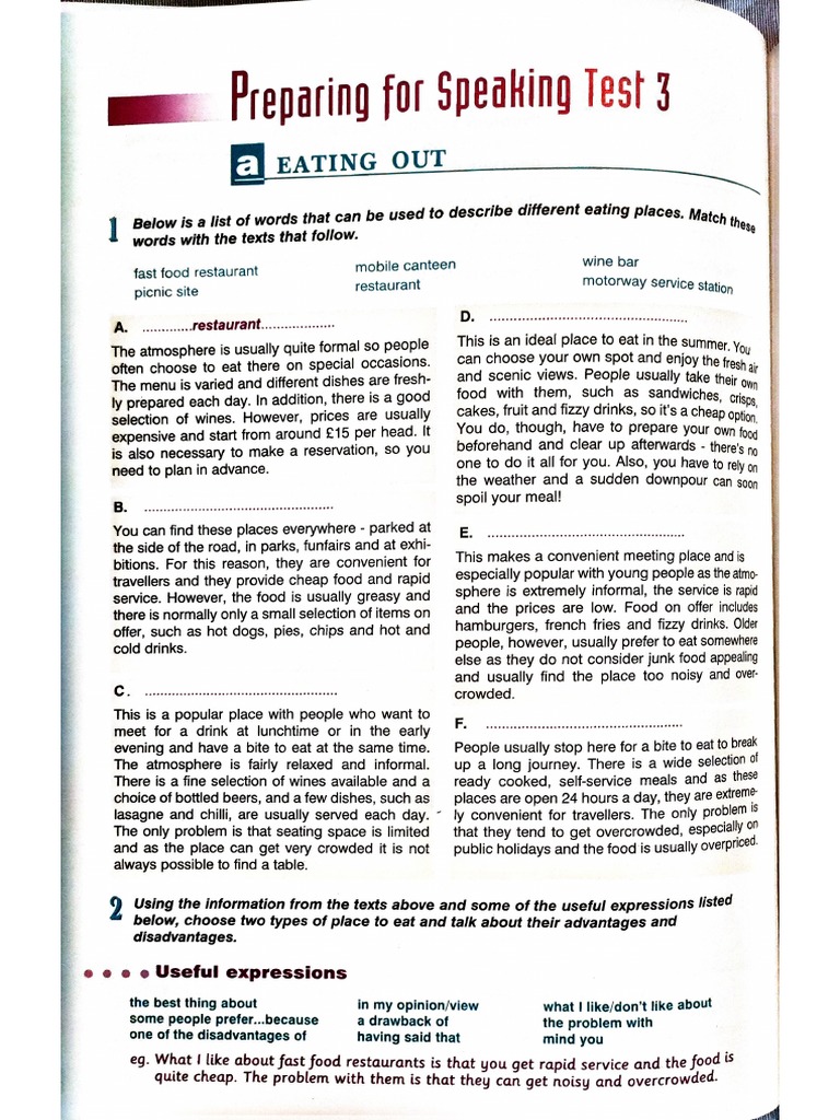 Eating Out, Speaking | PDF