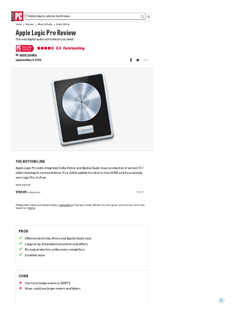 Apple Logic Pro Review - PCMag | PDF | Garage Band | Sound Technology