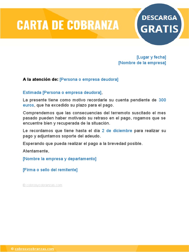 Carta de Cobranza a Cliente Moroso | PDF