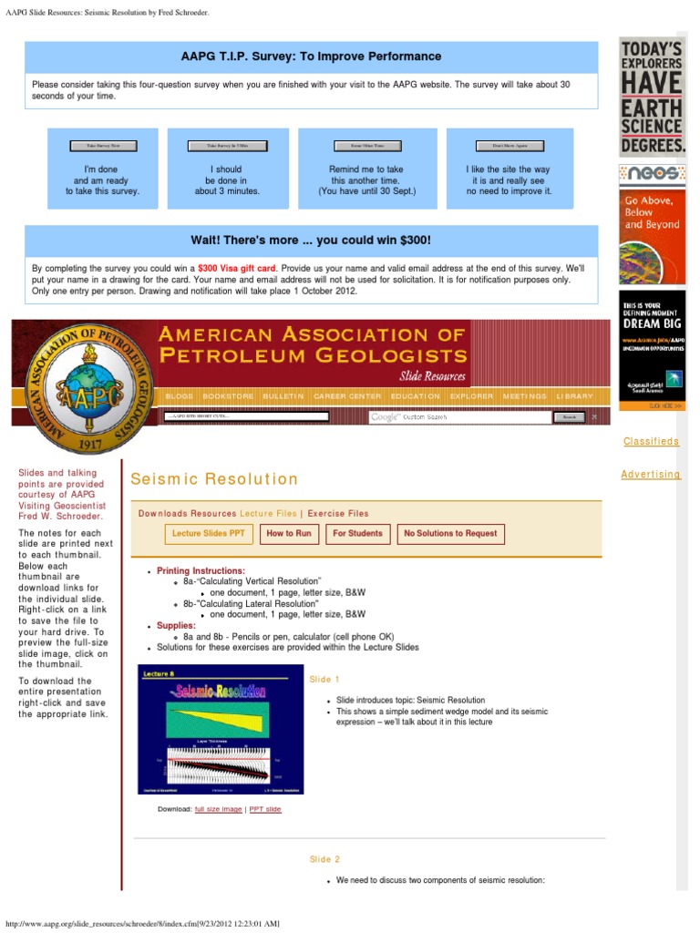 AAPG Slide - Lecture-8 - Seismic Resolution - by Fred Schroeder. | PDF ...
