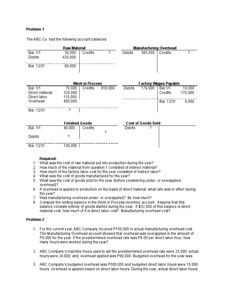 Cost Accounting Self Assessment Materials Labor and Overhead | Download Free PDF | Cost Of Goods ...