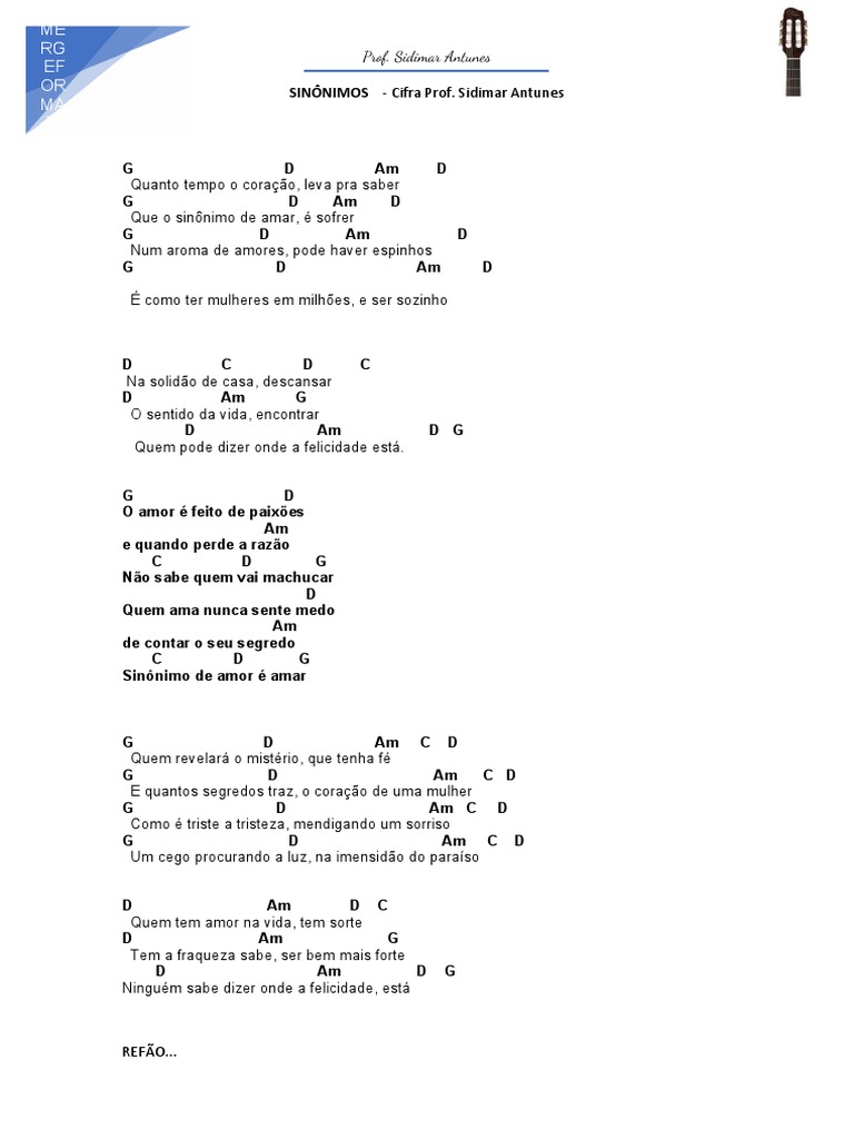 SINÔNIMOS CIFRA - Prof. Sidimar Antunes | PDF