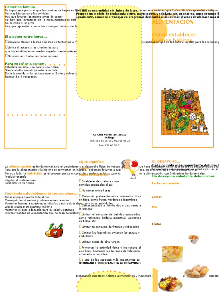 Triptico Salud y Alimentacion | PDF | Alimentos | Nutrición
