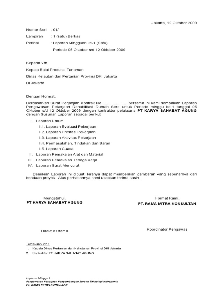 SAMPLE LAPORAN MINGGUAN 1 | PDF