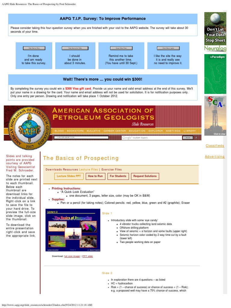 AAPG Slides - Lecture-2 - The Basics of Prospecting - by Fred Schroeder ...