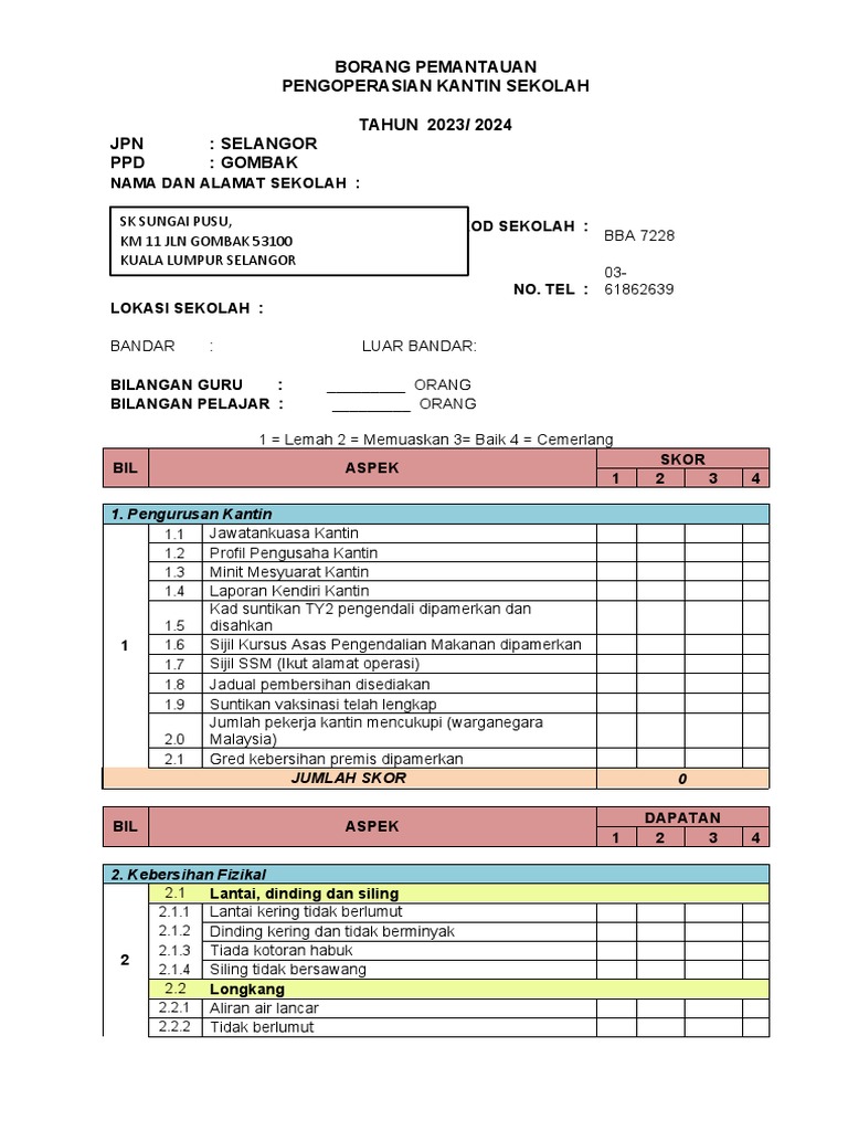 BORANG PEMANTAUAN | PDF