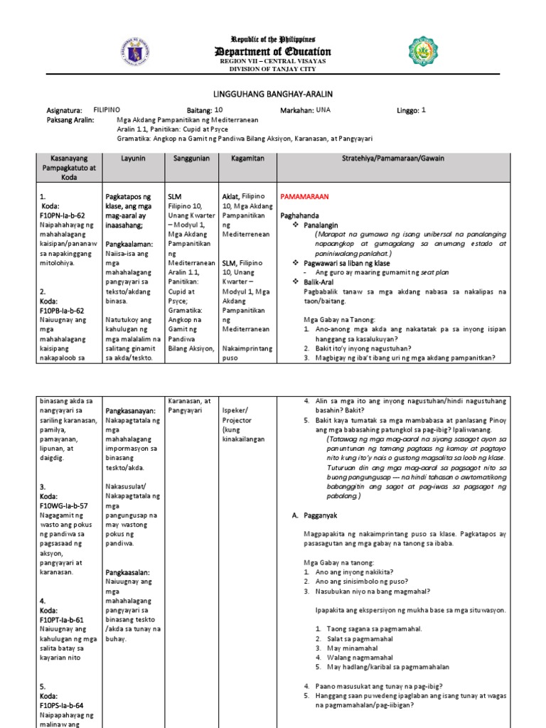 LP Filipino 10 Week1 | PDF