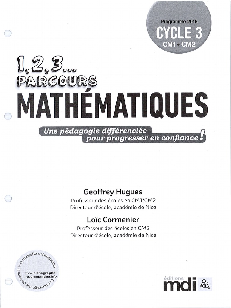 Mdi 1 2 3 Parcours Math 233 Matiques Cm1 Cm2 Guide P 233 Dagogique