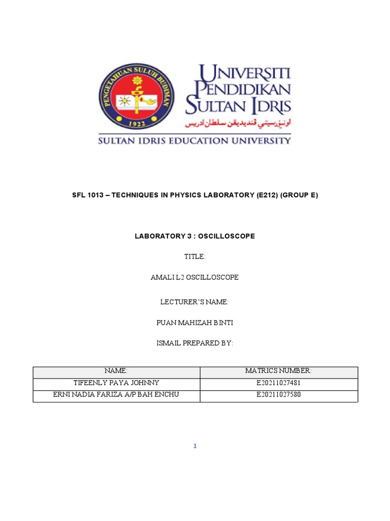 Laboratory 1a - SFL - GRP 1 | PDF | Electrical Engineering | Electricity