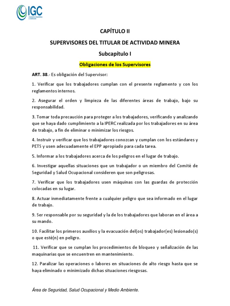 Derechos y Obligaciones Según El DS-024-2016 | Descargar gratis PDF | Seguridad y salud ocupacional