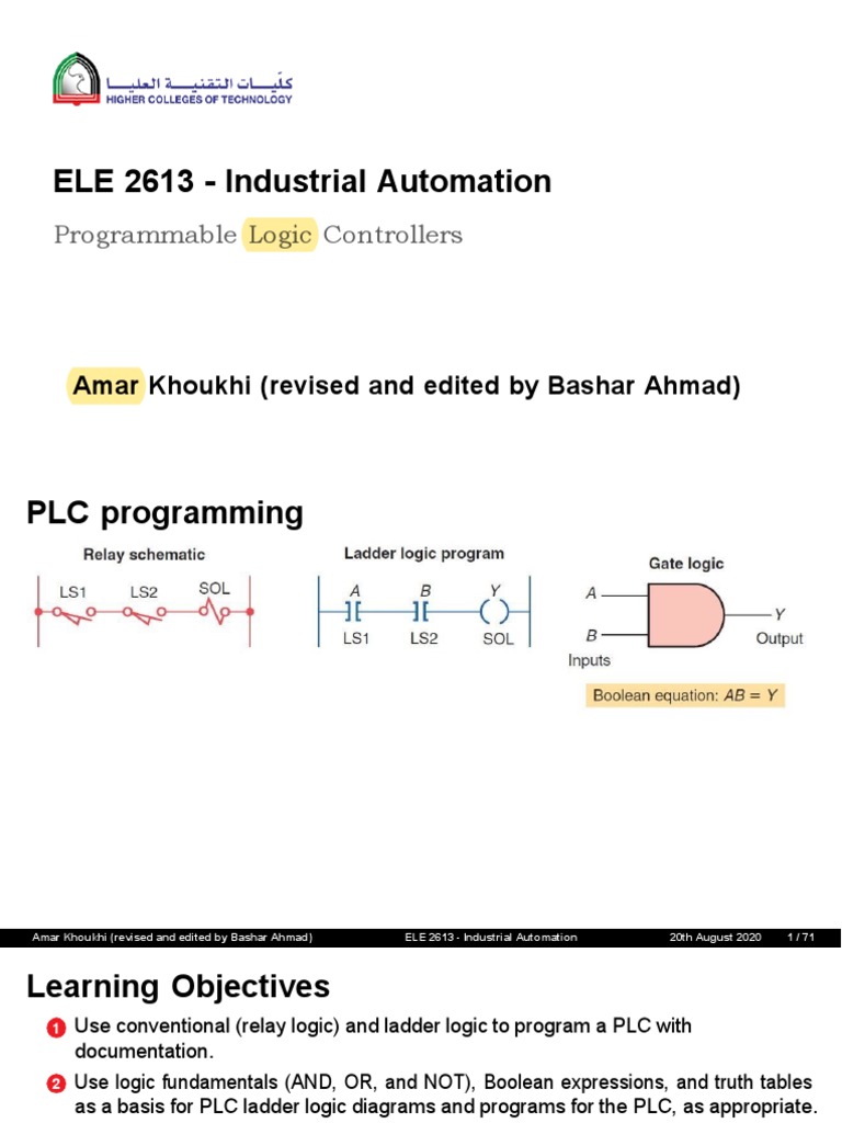 3 Lo2 Plc Programming Pdf Logic Gate Programmable Logic Controller