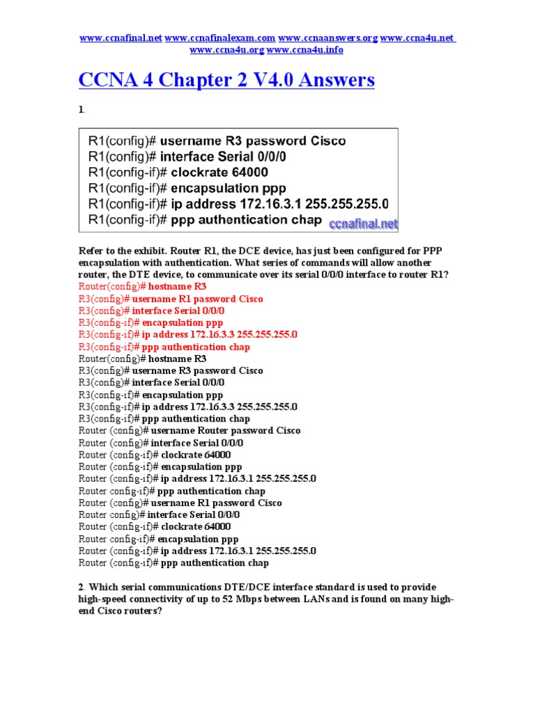 CCNA 4 Chapter 2 V4.0 Answers Gabarito 2011 | PDF | Computers