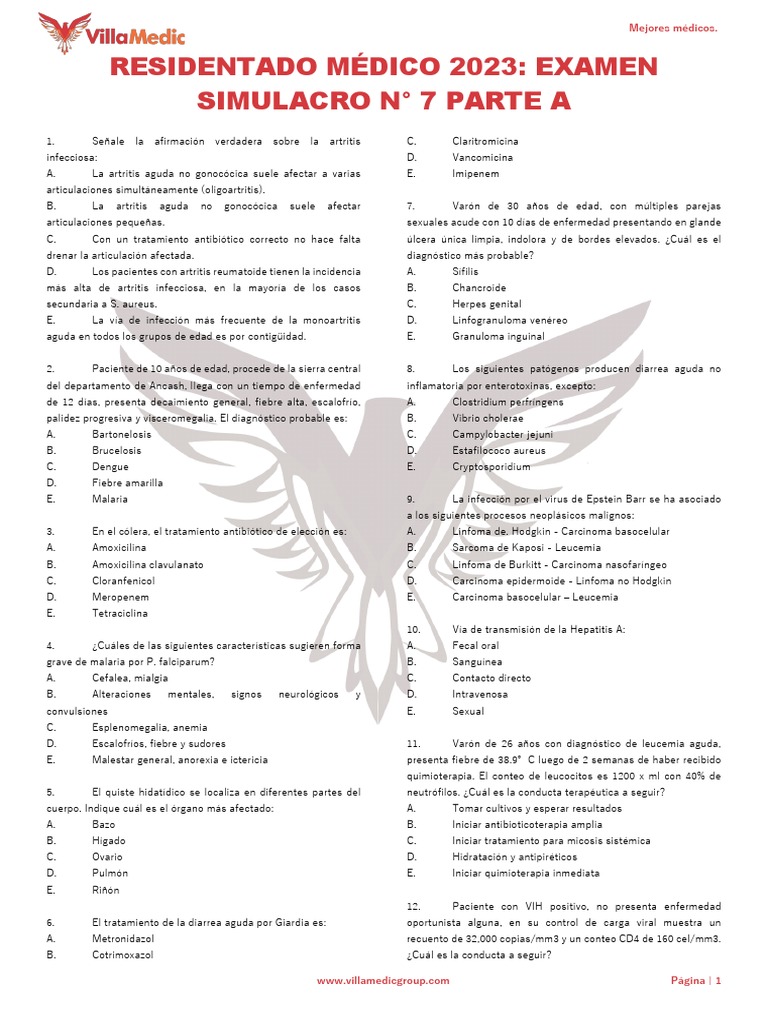 RM 2023 - Examen Simulacro 7 A | PDF | Infarto de miocardio | Vacunas