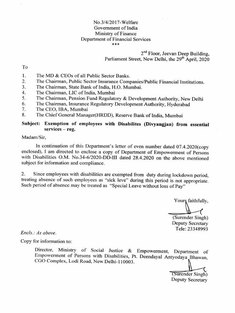 DFS Letter To Banks For PWDs | PDF | Government Of India | Government