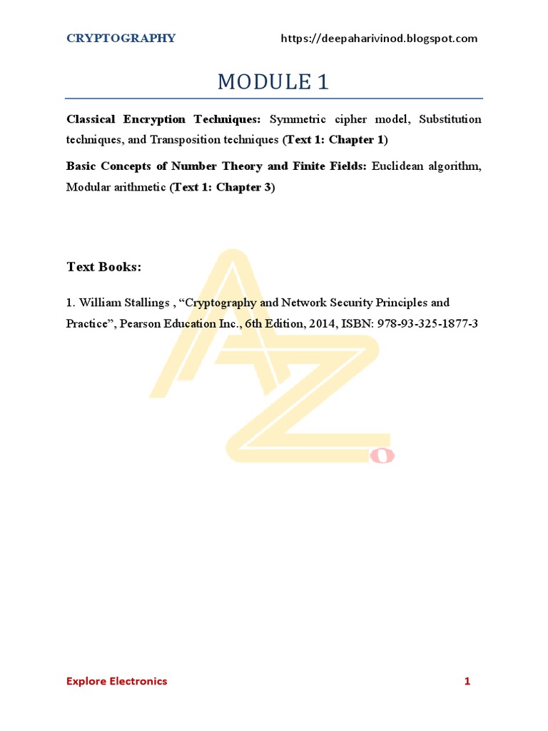 CRYPTO Mod1@AzDOCUMENTS - in | PDF | Cryptography | Cipher