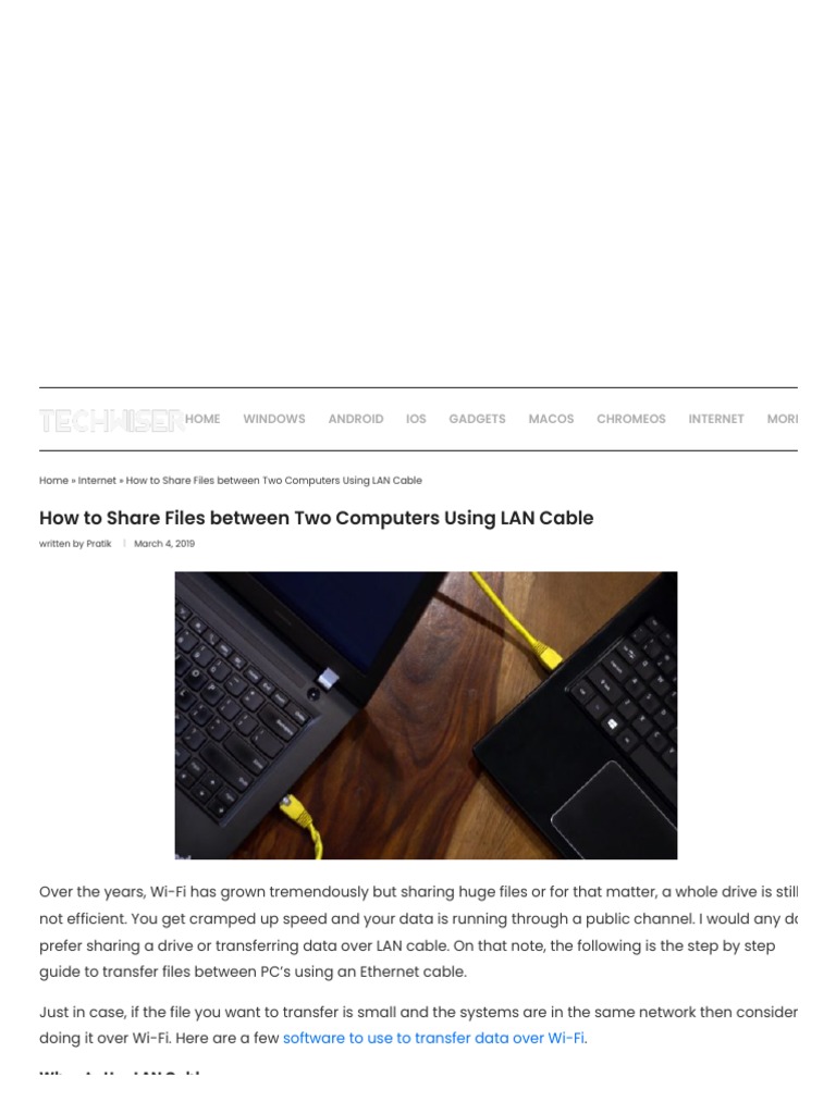How To Share Files Between Two Computers Using LAN Cable - TechWiser ...