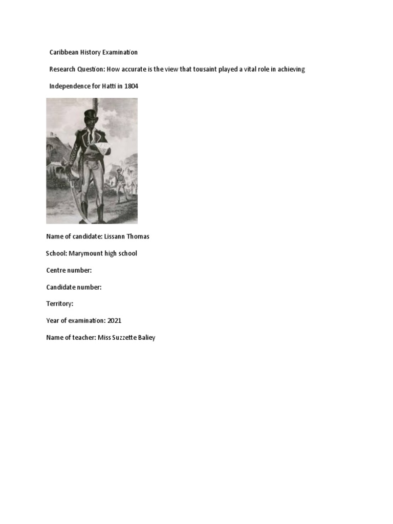 Caribbean History Sba | PDF
