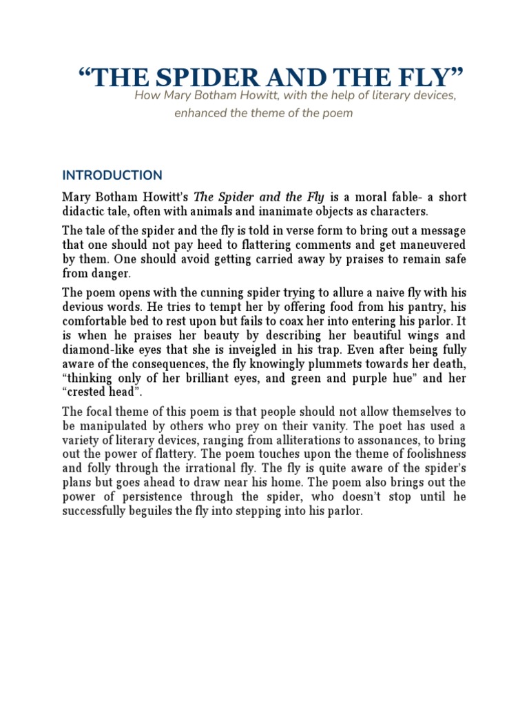 Themes and Devices in "The Spider and the Fly" | PDF | Poetry | Spider
