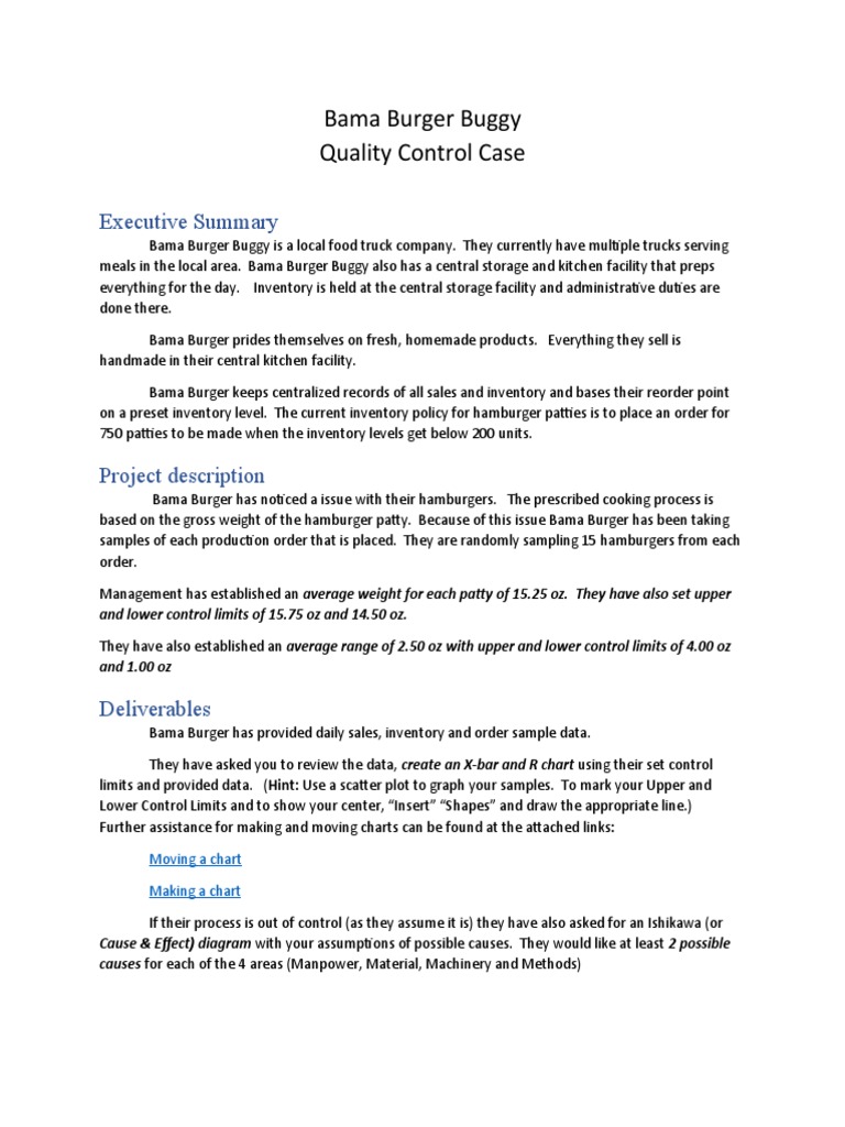 Bama Burger Buggy - SPC Case Write Up | PDF | Hamburgers | Spreadsheet
