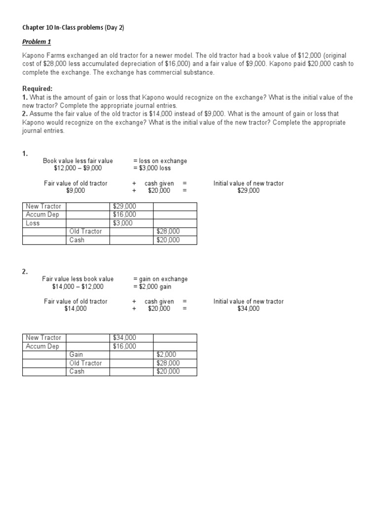 Chapter 10 In Class Problems Day 2 Solutions Pdf Book Value Business