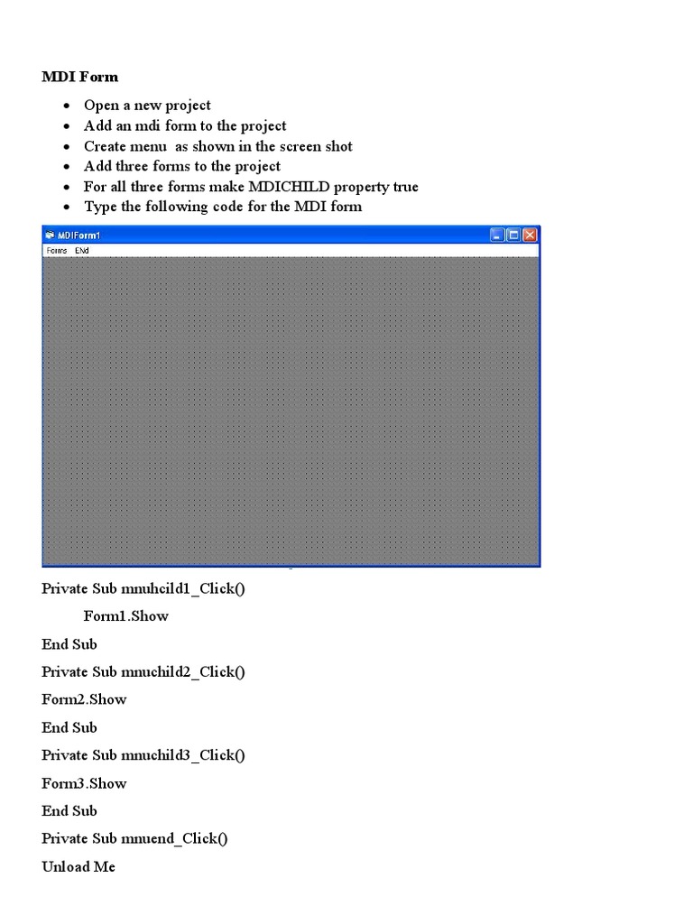 VB Lab Mdi Form 30-1-2023 | PDF
