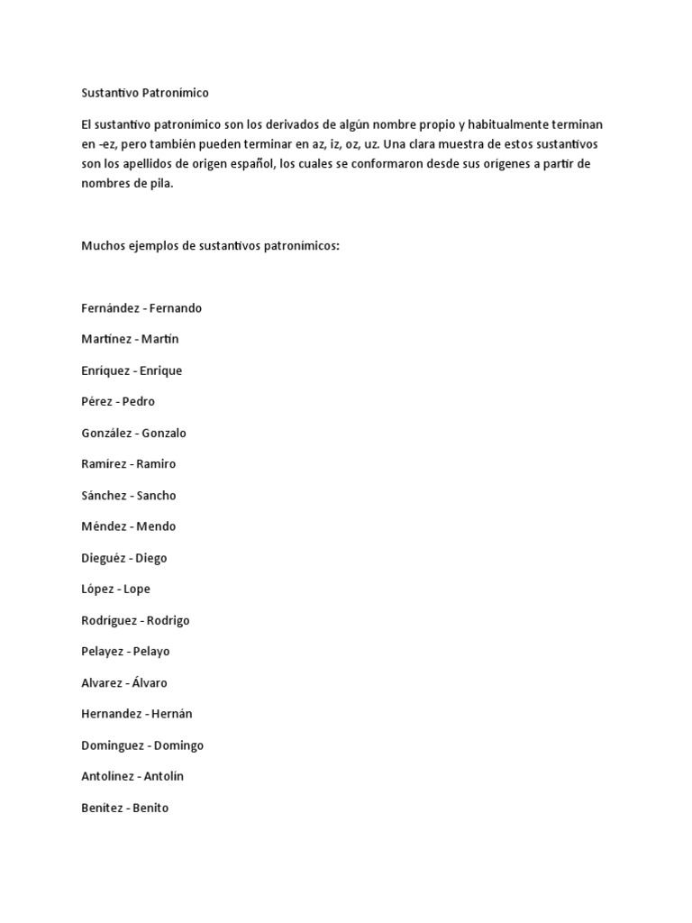 Ejemplos de Sustantivos Patronímicos | PDF