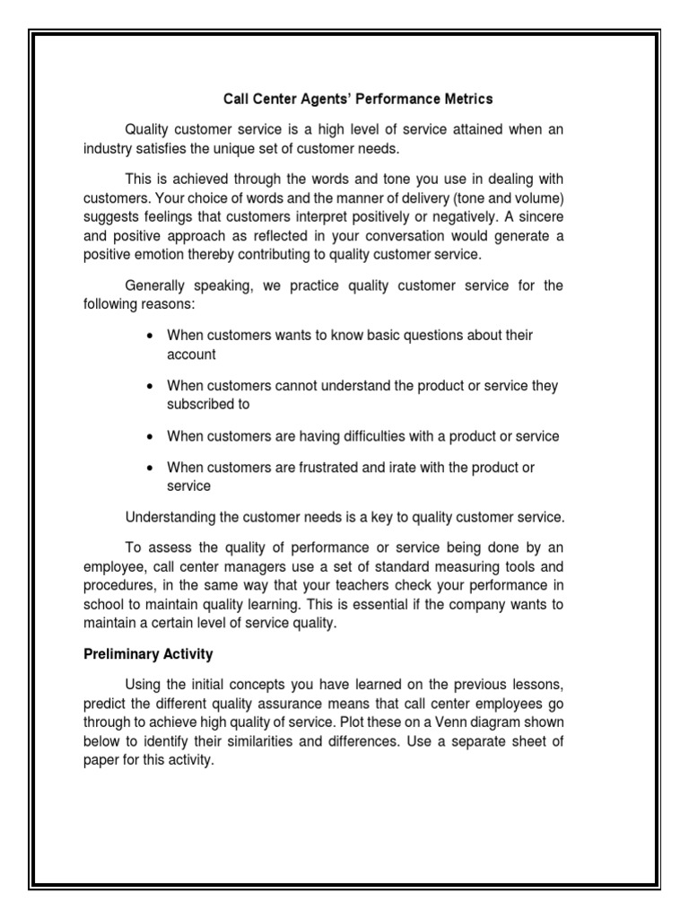Call Center Agents' Performance Metrics | PDF | Call Centre | Customer ...