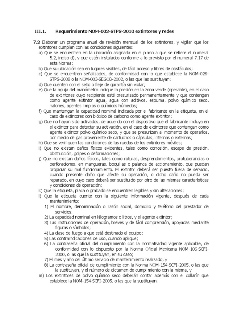 NOM 002 STPS 2010 Extintores y Redes | PDF | Bomba | Suministro de agua