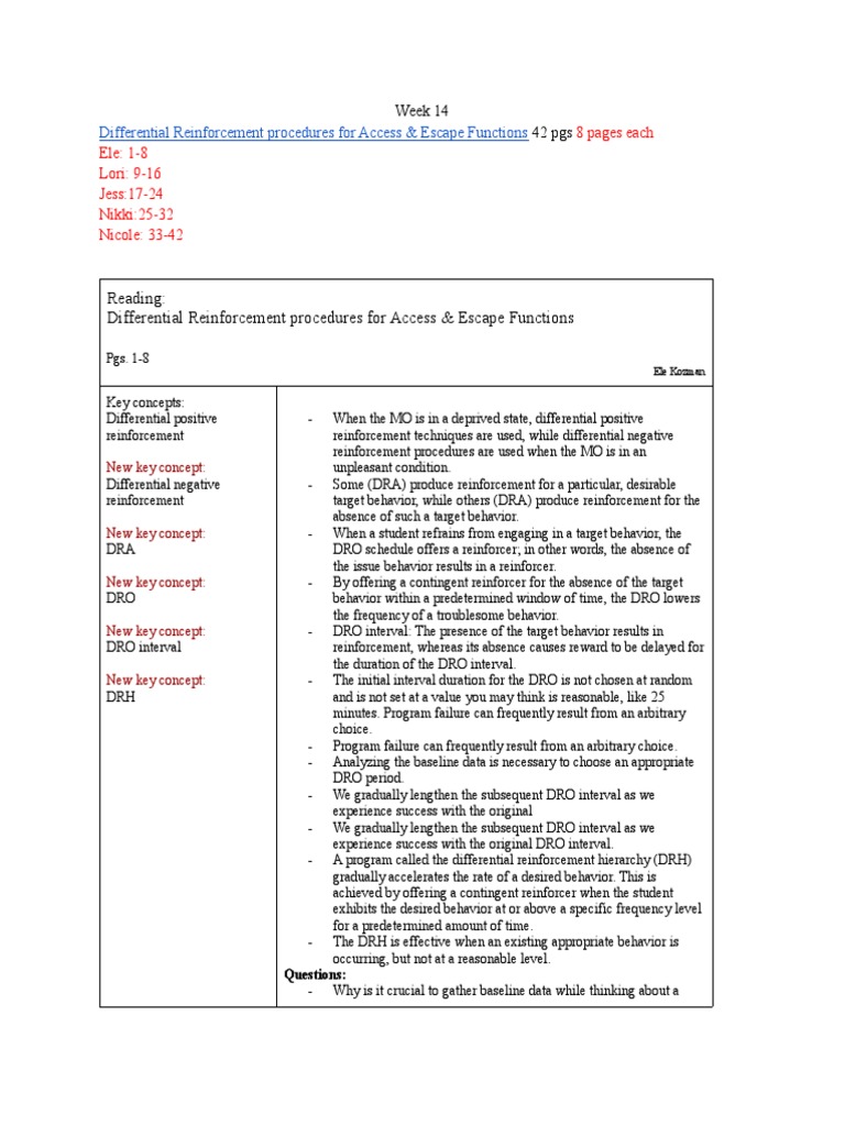 604 Week 14 | PDF | Reinforcement | Behavioural Sciences