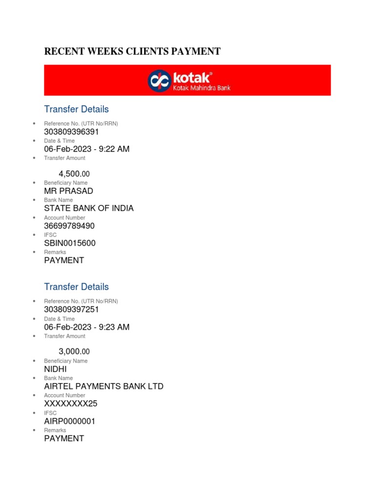 Weekly Payment Proof | PDF | Financial Services Companies | Payments