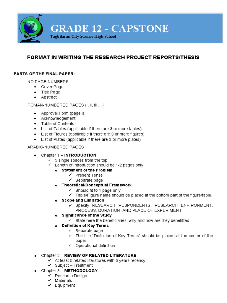Format in Writing The Research Paper Capstone | PDF | Methodology ...