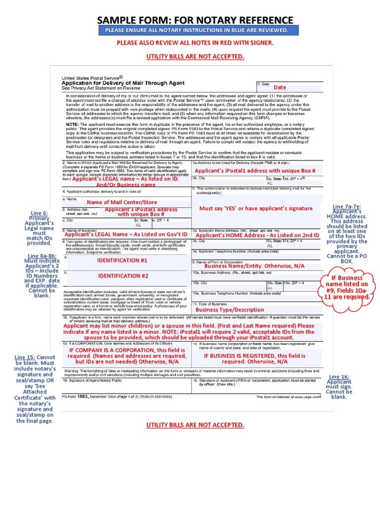 Form 1583 | Download Free PDF | United States Postal Service | Identity ...