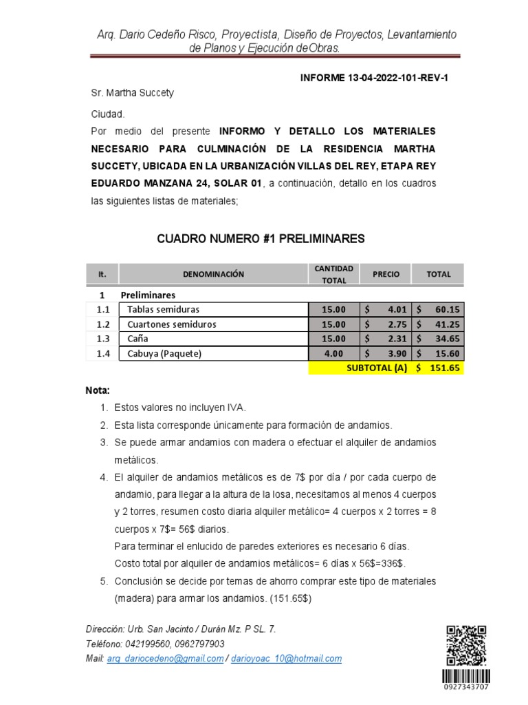 Informe de Materiales | PDF | Sector secundario de la economía | Ingeniería de Edificación