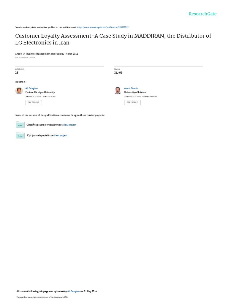 Customer Loyalty Assessment-A Case Study in MADDIR | PDF | Customer ...