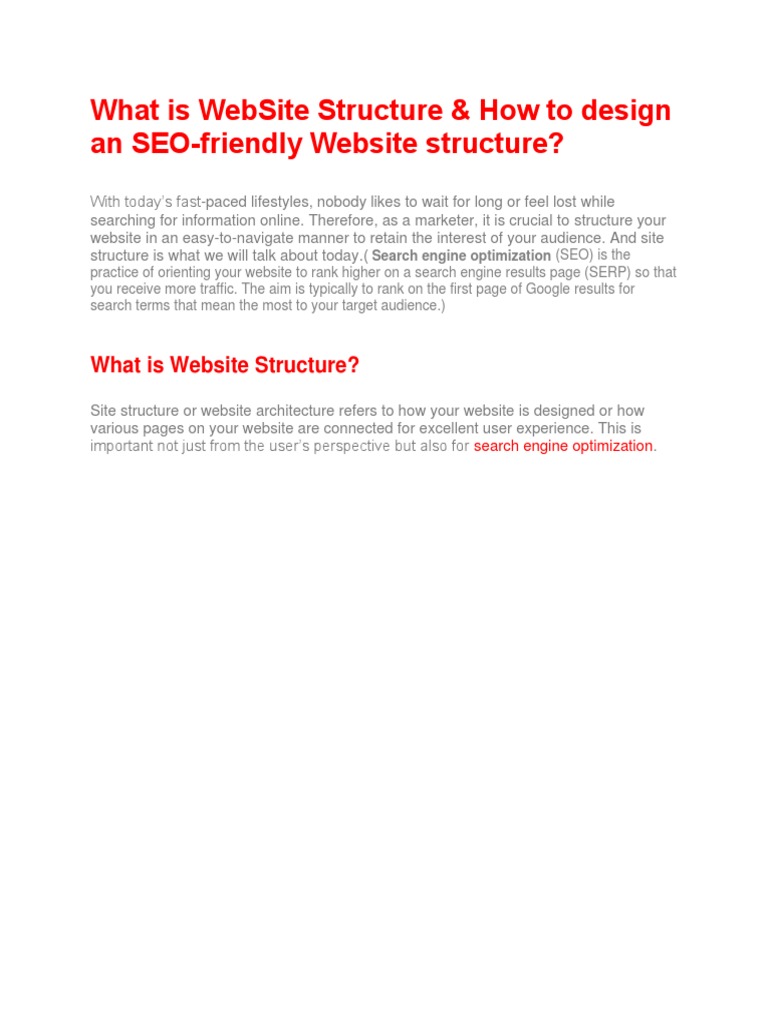 What Is WebSite Structure | PDF | Html | Search Engine Optimization