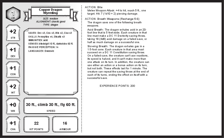 Copper Dragon Wyrmling (L) | PDF | Role Playing Games