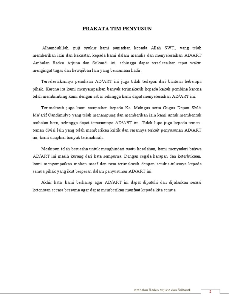 AD/ART Ambalan Raden Arjuna dan Srikandi | PDF