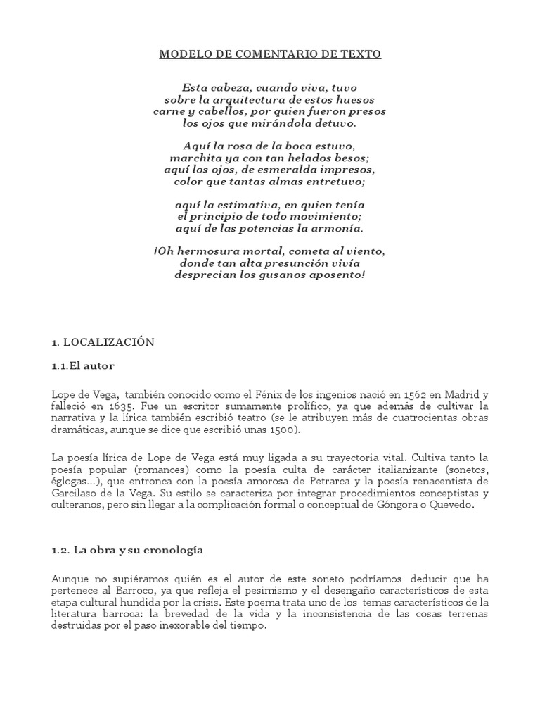 Modelo de Comentario de Poema | PDF | Sonetos | Poesía