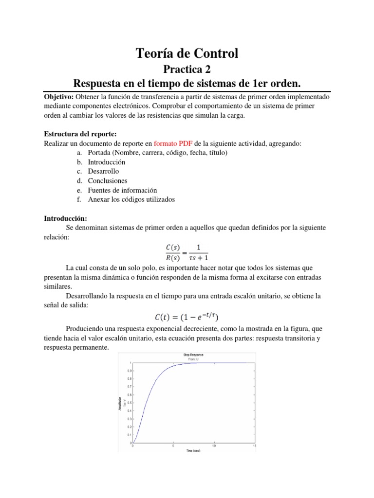 Practica 2 - Teoría de Control-2 | PDF | Condensador | Red eléctrica