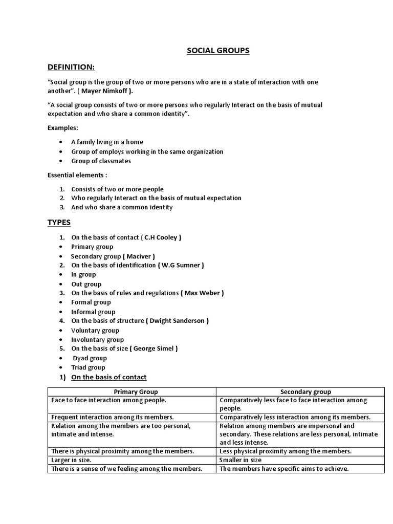 Social Groups. 1 | PDF | Social Group | Psychological Concepts