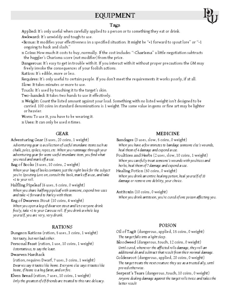 DW Equipment | PDF | Armour | Dwarf (Dungeons & Dragons)