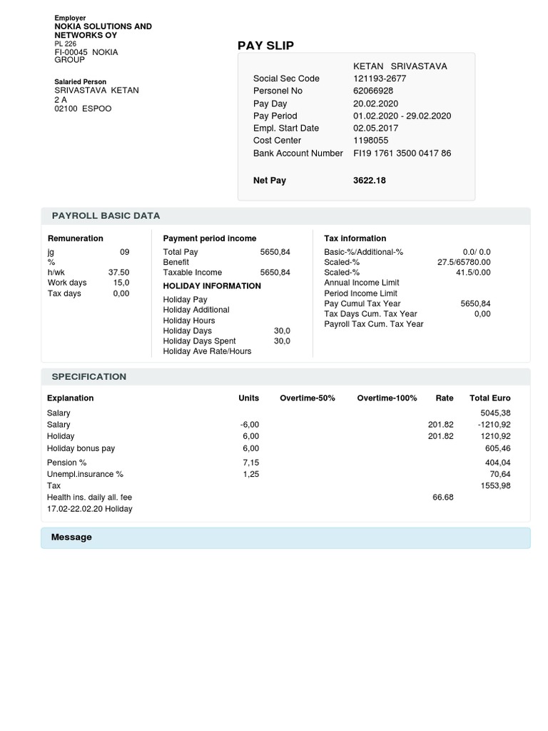 Pay Slip: Payroll Basic Data | Download Free PDF | Payroll Tax | Taxes