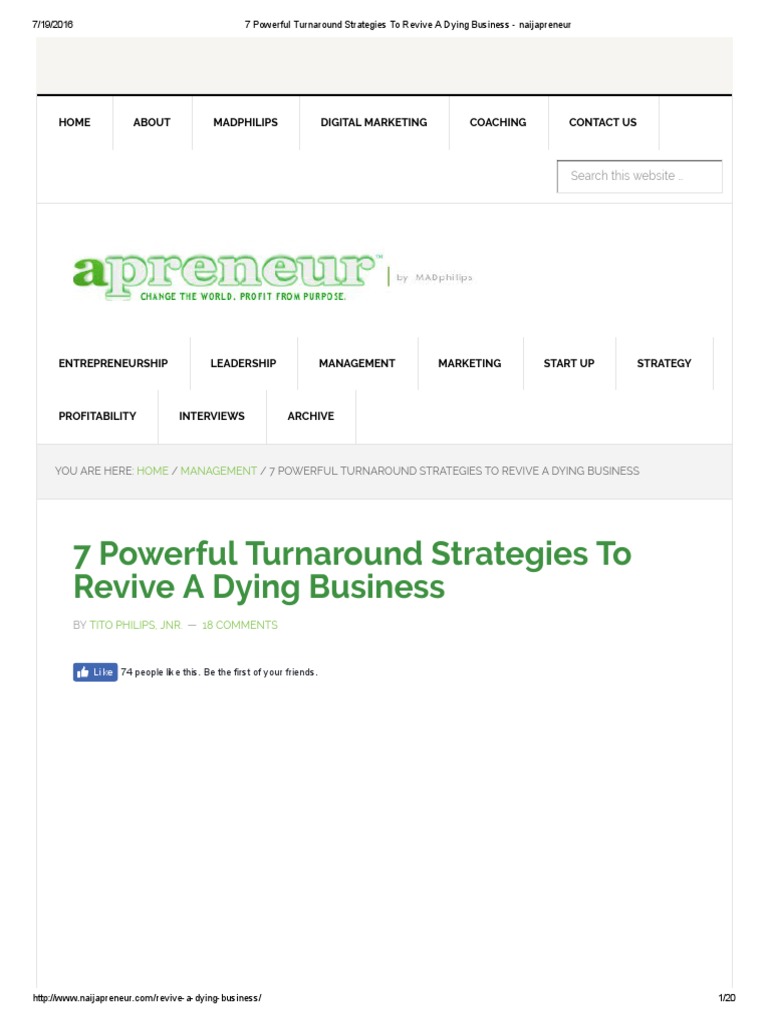 7 Powerful Turnaround Strategies To Revive A Dying Business | PDF ...