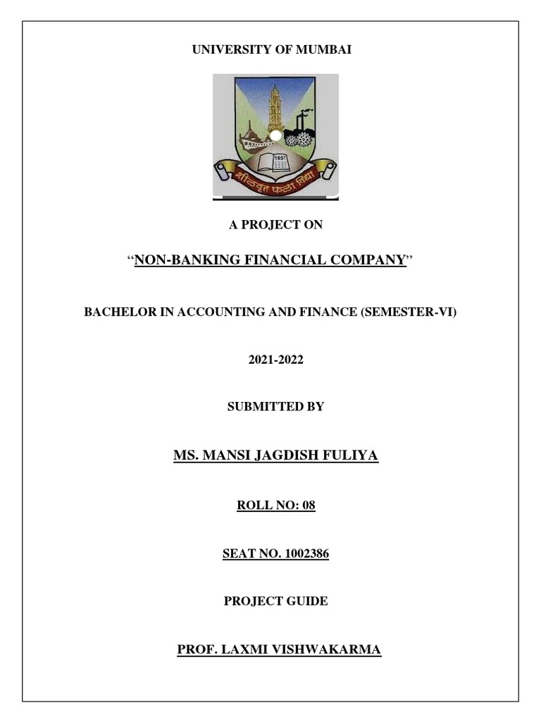 Mansi Fuliya 08 | PDF | Balance Of Payments | Non Bank Financial Institution