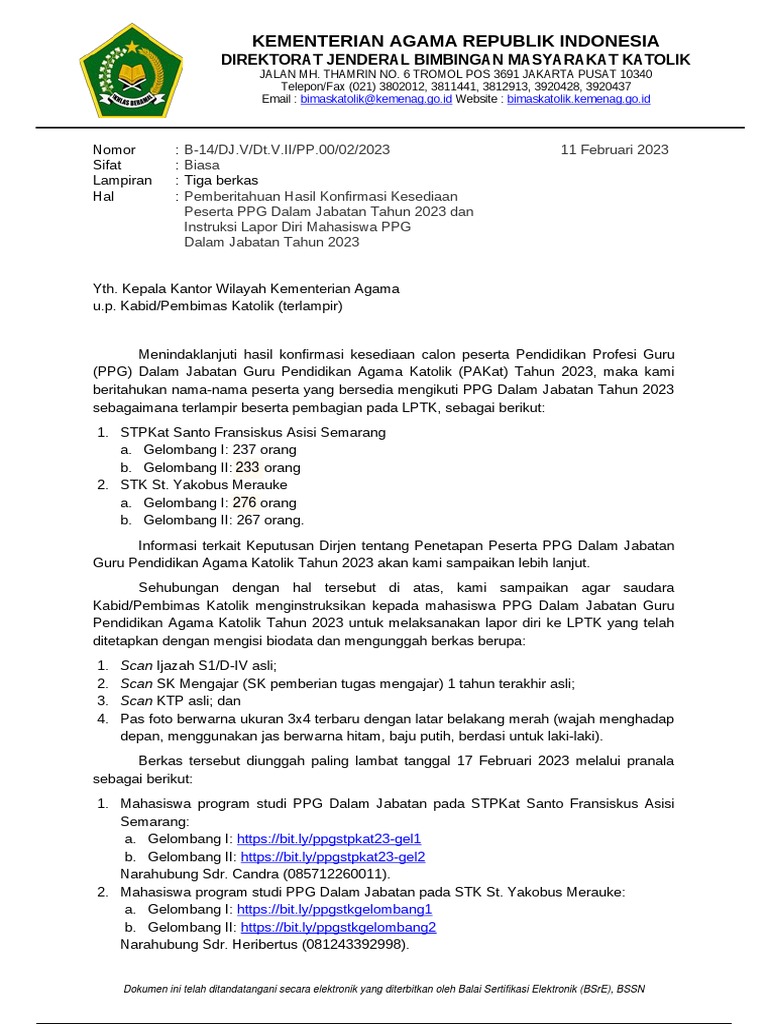 Surat Pemb Dan Instruksi Lapor Diri | PDF